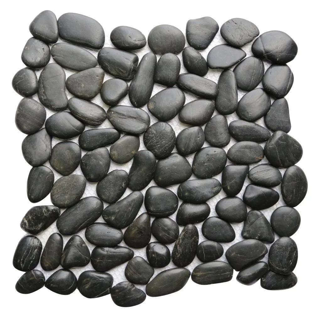 Landscaping Small Flat River Rock Stones Walkway Sidewalk Black Round ...