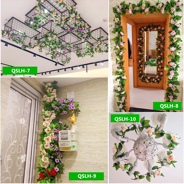 Wedding Decoration Rose Flower Vine Wall Hanging Artificial Flower ...