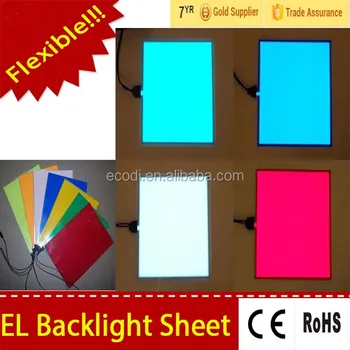 Custom El Backlight Sheet/flexible Led Light Sheet/electroluminescent ...