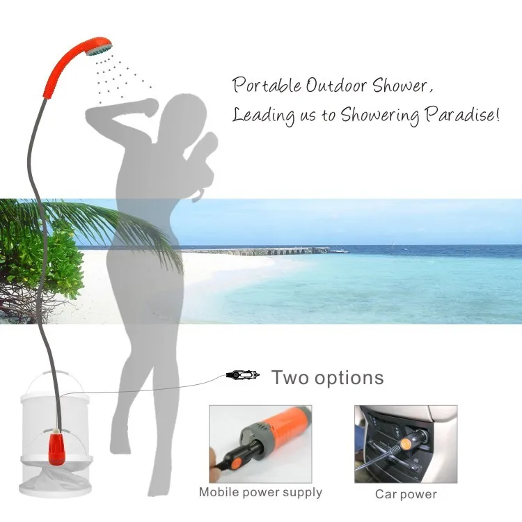 12v Outdoor Camping Travel Car Shower With 3m Power Cord,1.8m Hose ...