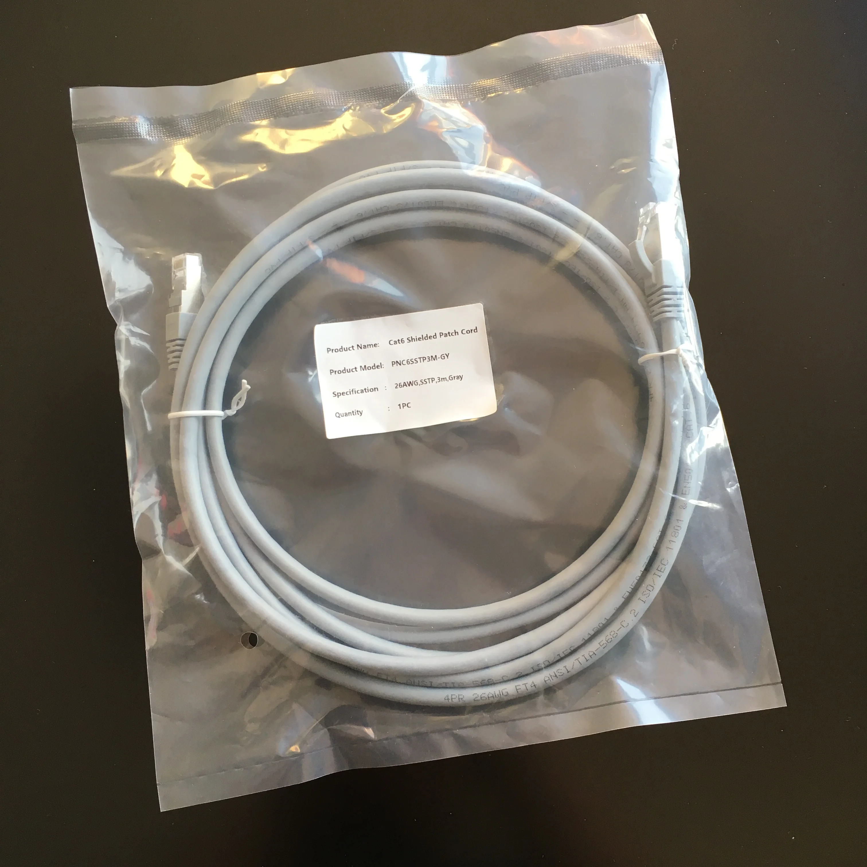 3m Cat6 Sftp Patch Cord 26awg Shielded Patch Cable Gray - Buy 3m Cat6 ...