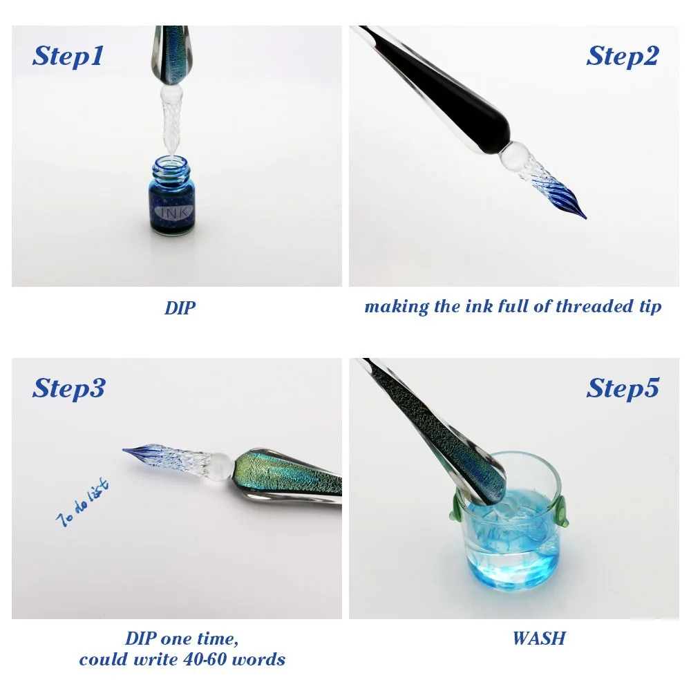Handmade Glass Dip Pen Sets for Calligraphy & Art Writing
