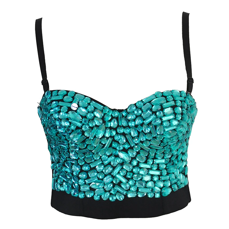 Corzzet Silver 3 4 Cup Beading Punk Styles Womens Club Wear Dancer