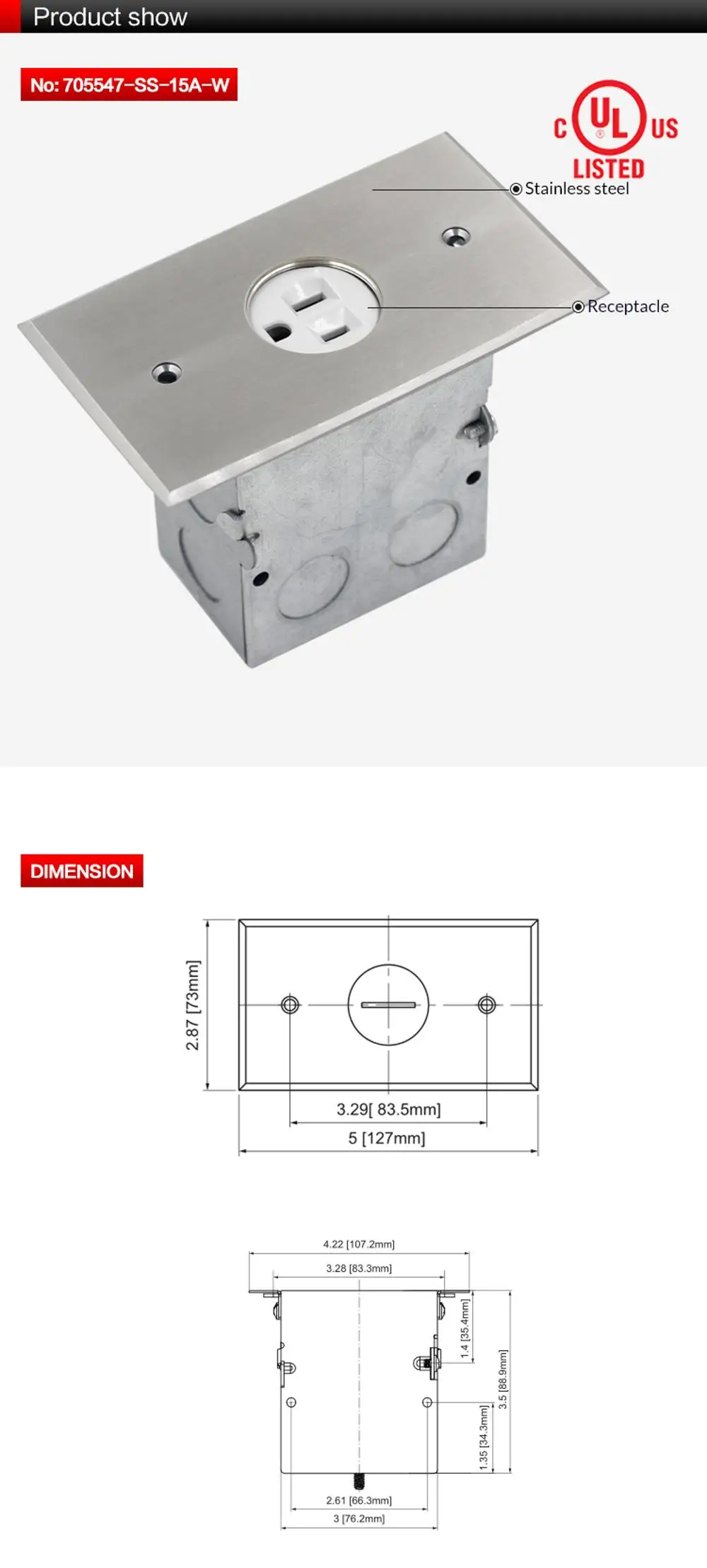 Rectangular Floor Box Cover Assembly With Ul Listed - Buy Floor Box ...