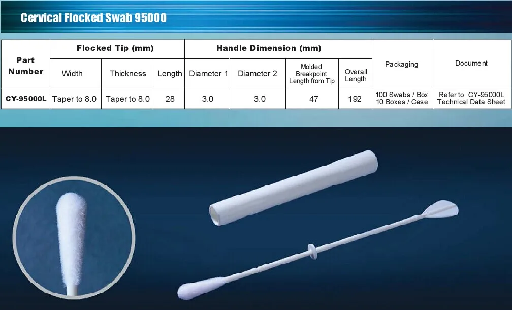 Sterile Cervisol Cervical Vaginal Flocked Swab/brush/prep Pad With ...