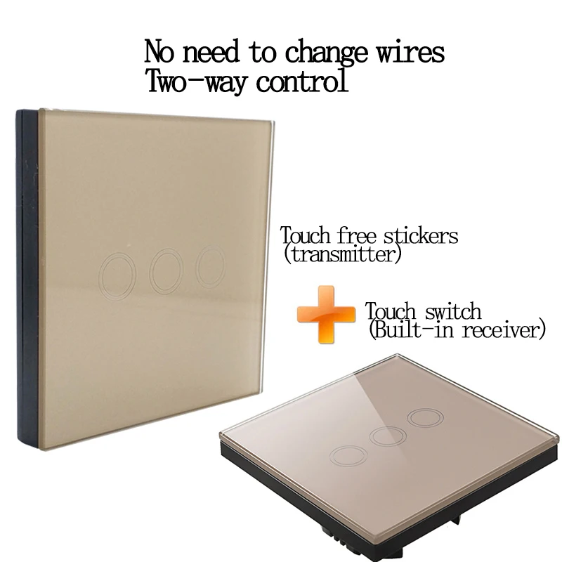 1 Gang Touch Switch Crystal Glass Panel Led Light Touch Screen Switch ...