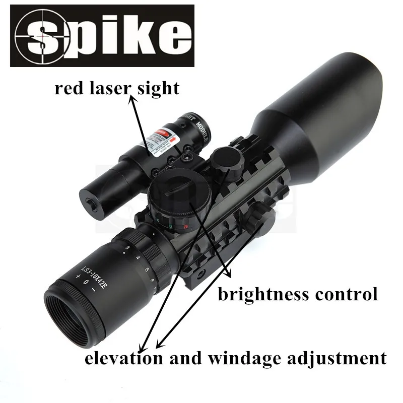 Spike Optic Scope 3-10x42 Dual Illuminated Hunting Rifle Scope With Red ...