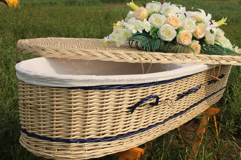 Blue Stripe Natural Hand-made Wicker Coffin - Buy Willow Coffin,Funeral ...