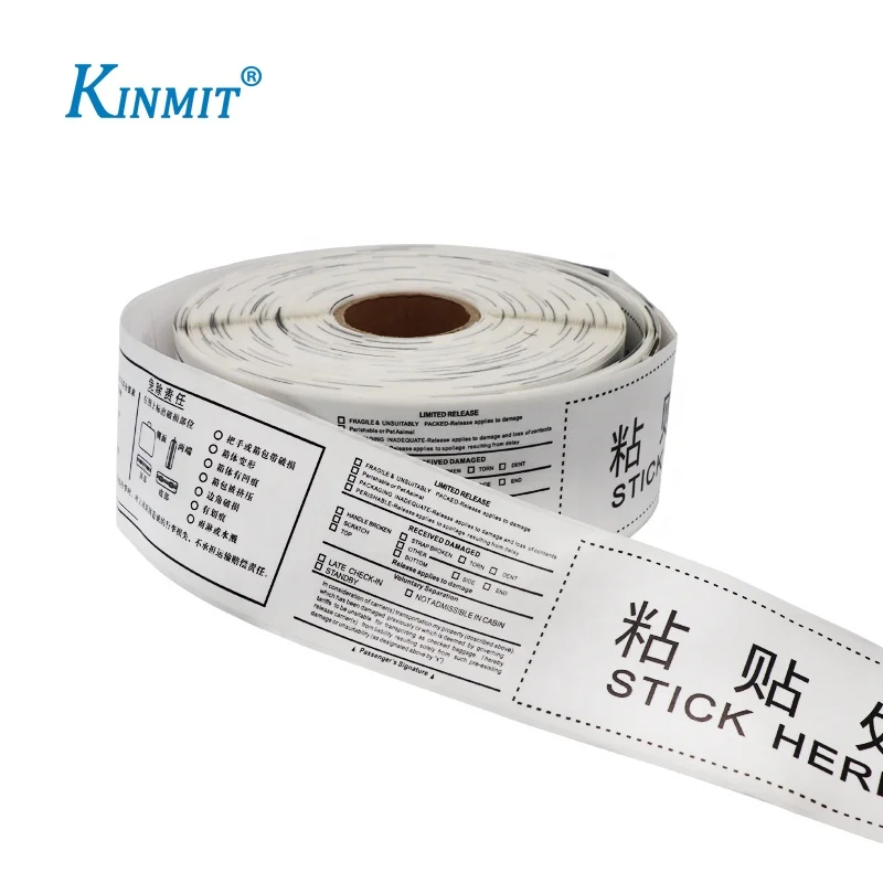 Custom Printing Self Adhesive Thermal Airline Luggage Tags