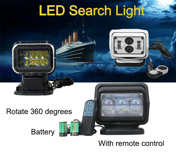 Marine LED Search Light - 7inch, 50w with Remote Control