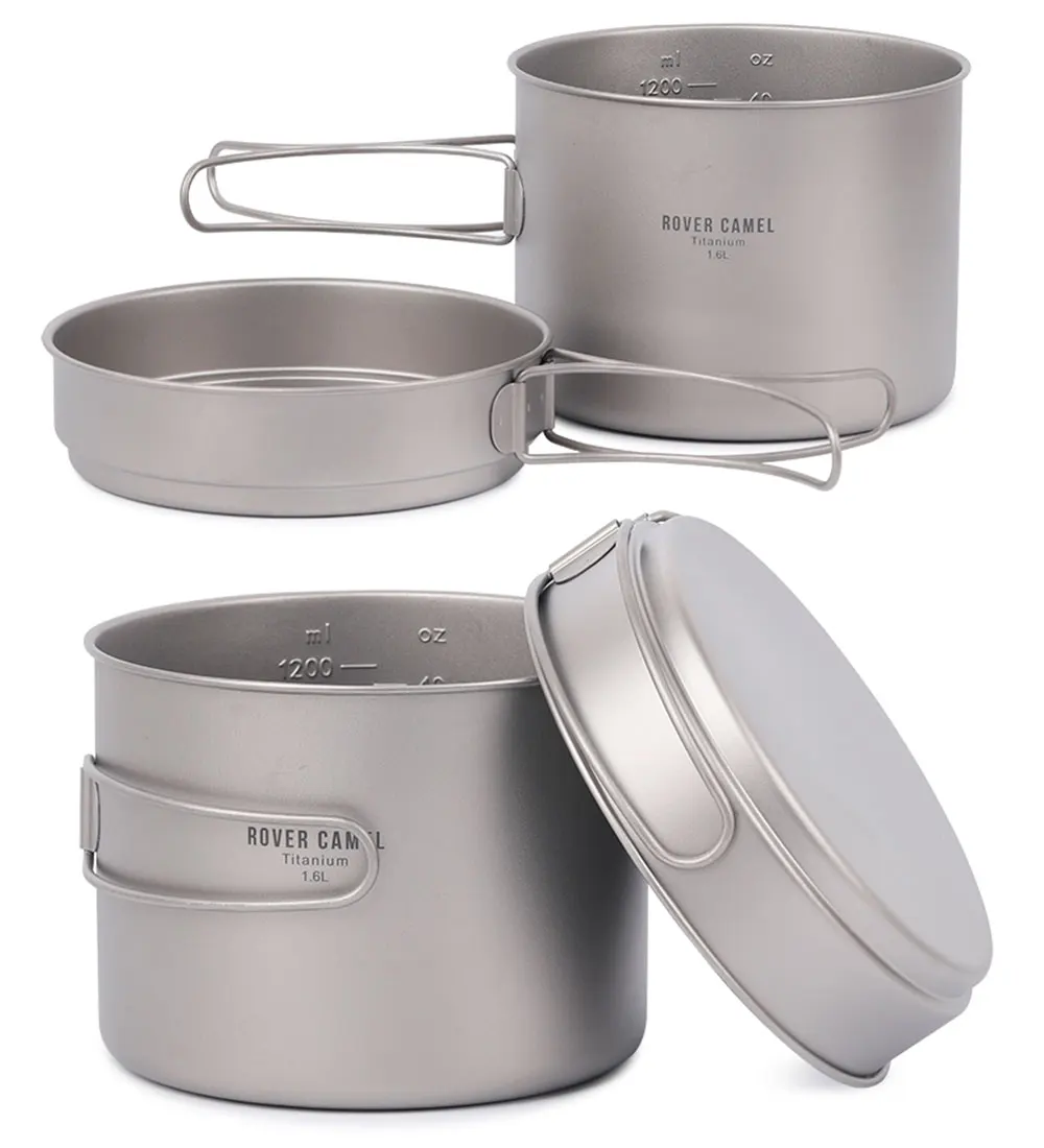 1600ml Titanium Pot - Lightweight Outdoor Camping Cookware