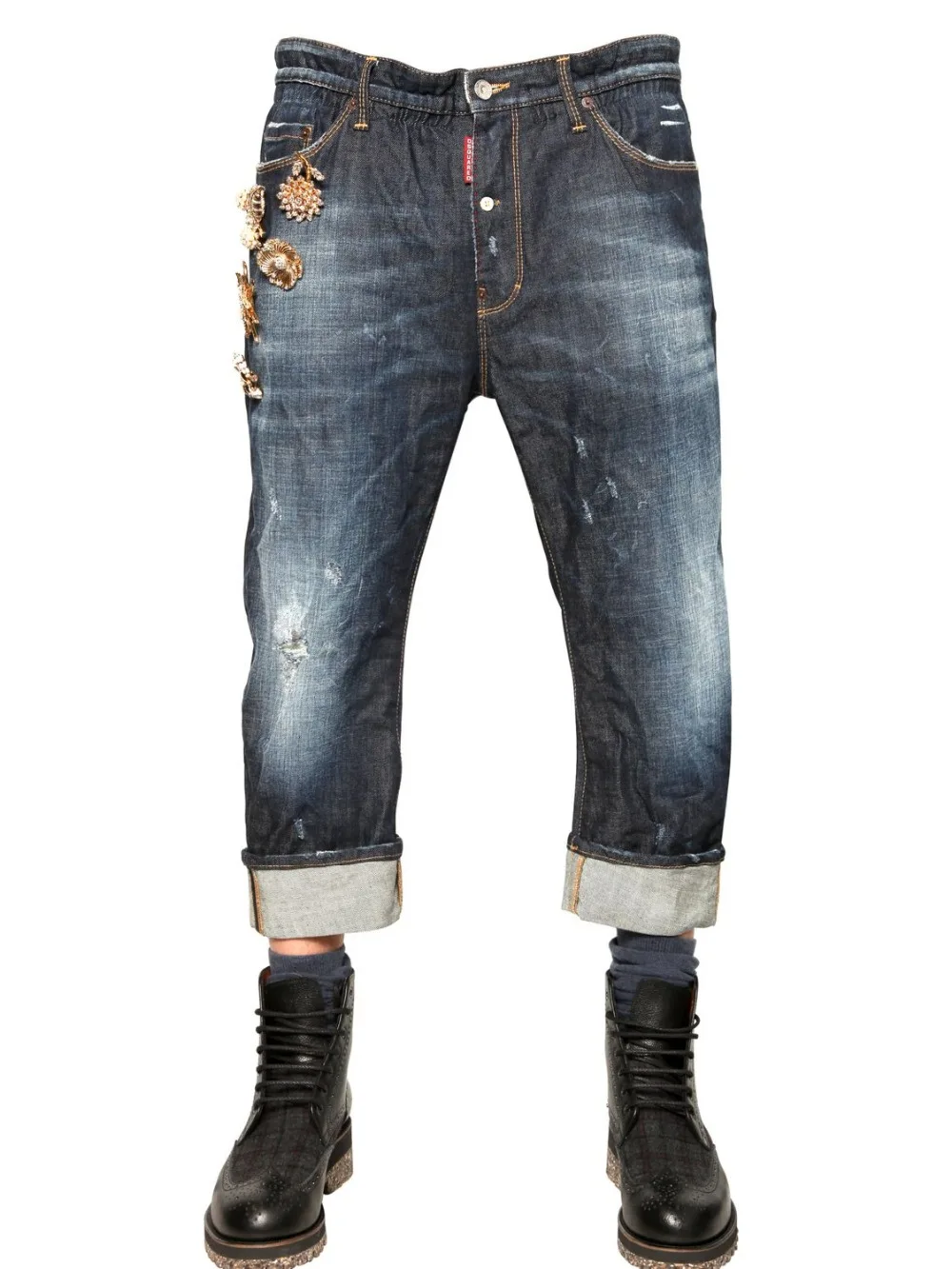 Stitched Cuffed Hem Rookie Wash Jeans Euro Capri Jeans American Jeans ...