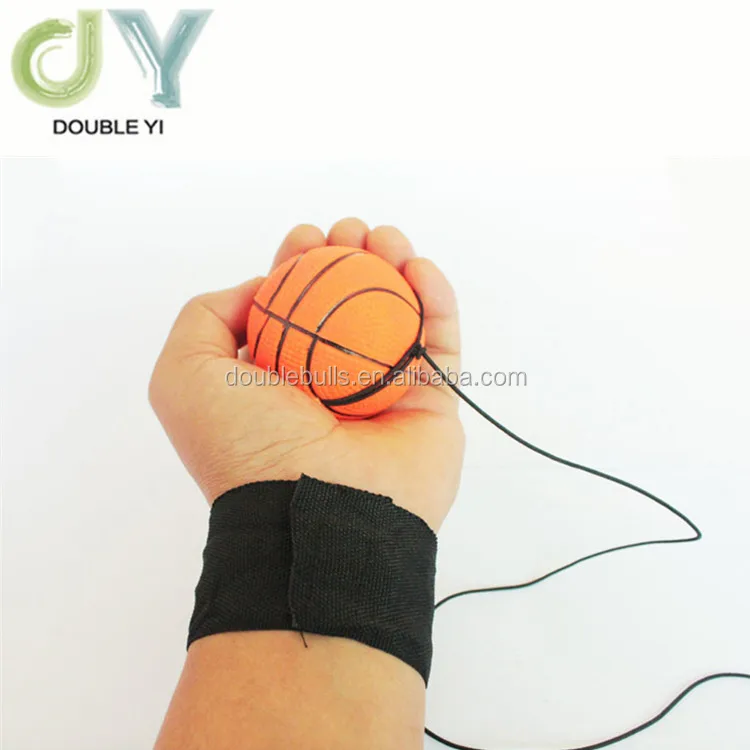 63mm Rubber Back Ball With Strings Rubber Bouncy Wrist Ball - Buy ...