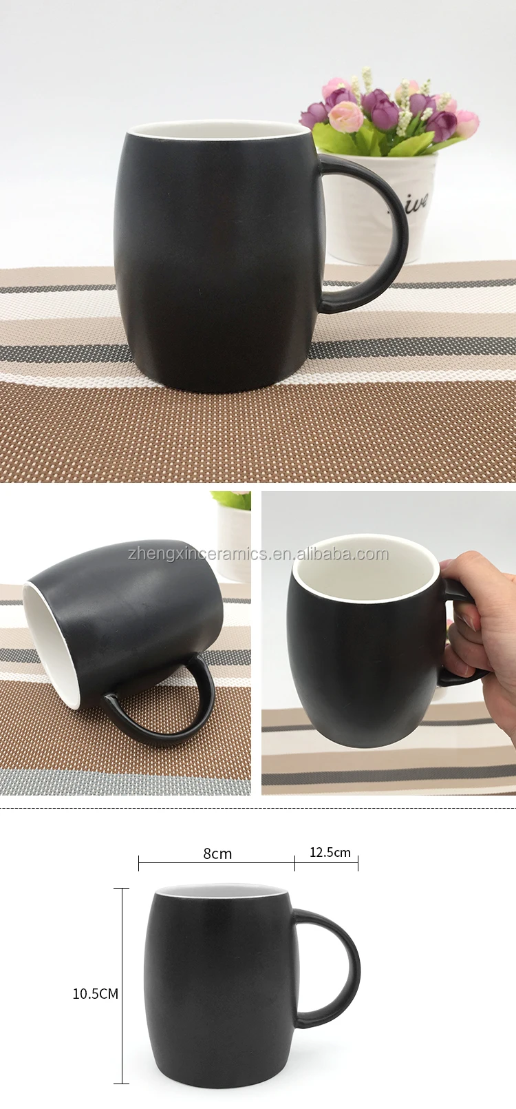 Round Shaped Bulk Belly Cup Creative Personality Matte Black Ceramic ...
