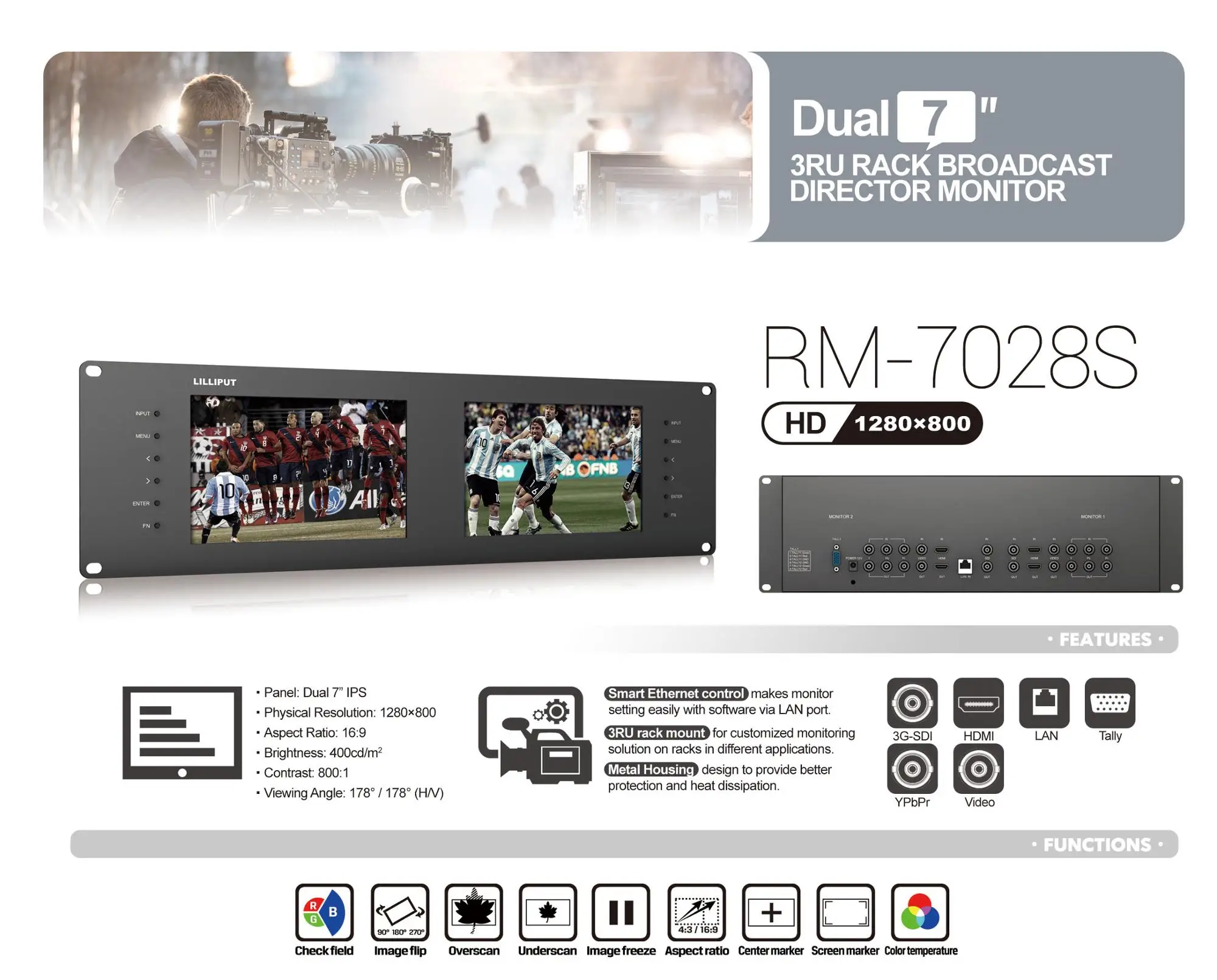 Dual Ips Screen 19 Inch Video Rackmount Monitor Firm & Thin With ...