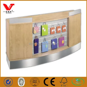 Gift Display Cash & Wrap Shop Counter With Recessed Slatted Panel To ...