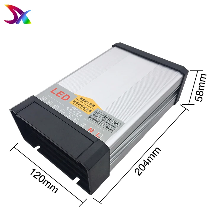 220V to Dc 12V 400W Rainproof LED Power Supply - JX Switching Power