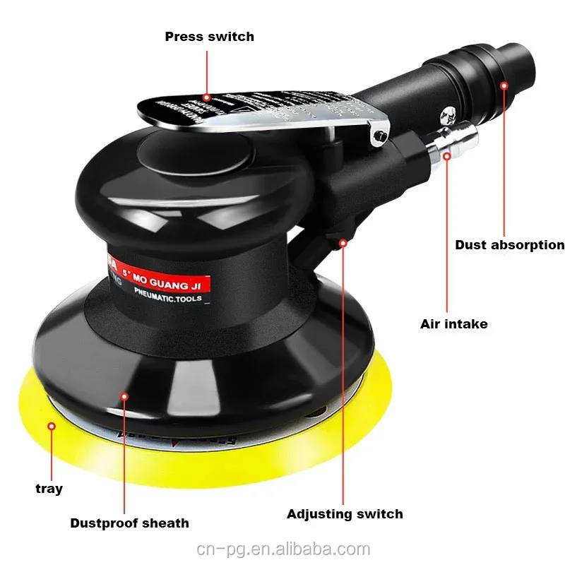 5" Pneumatic Air Random Orbit Sander - Efficient Waxing