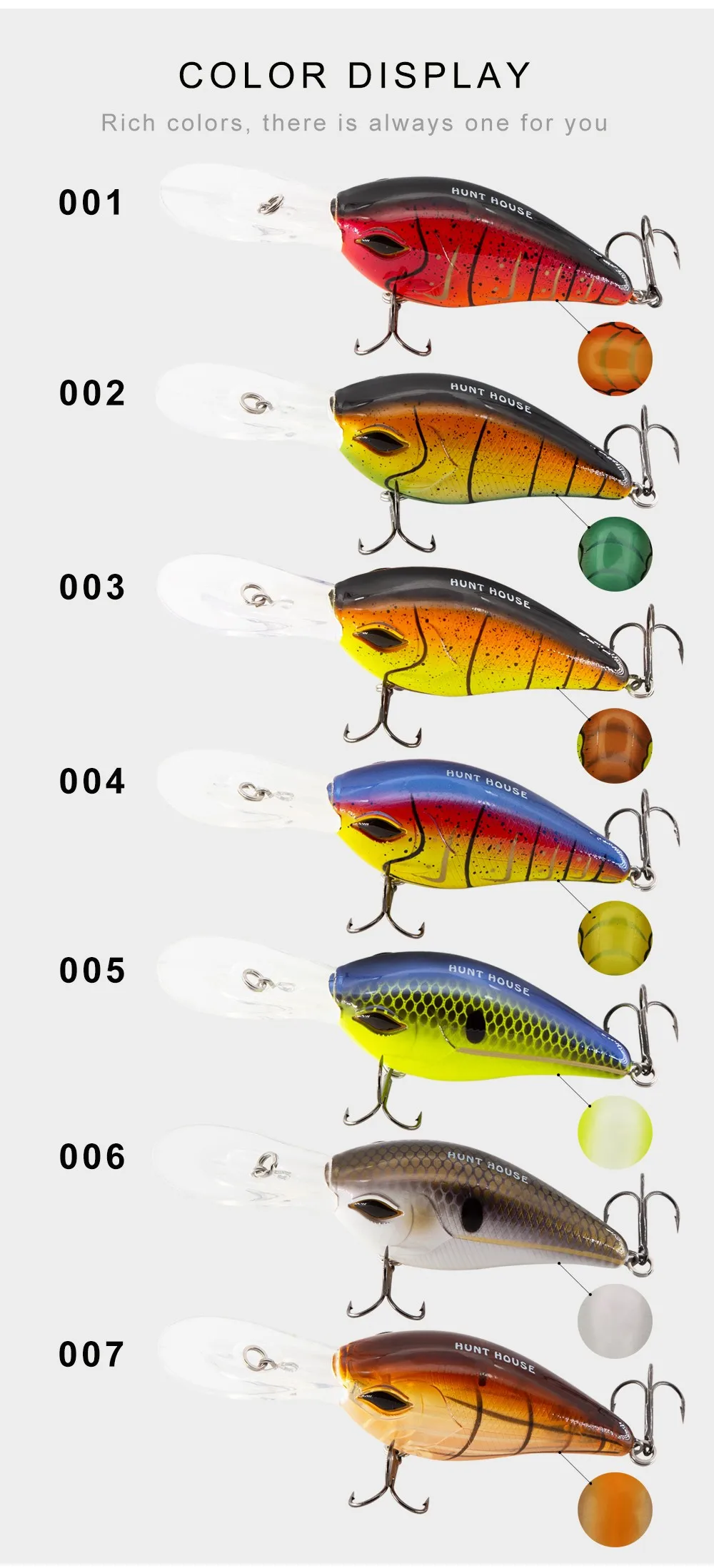 Hunthouse Long Casting Deep Diver 60mm 75mm Floating Square Bill ...