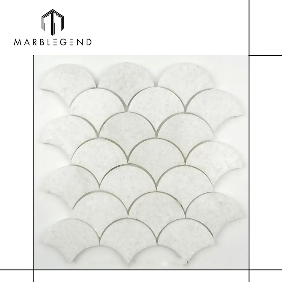 Crystal White Marble Fish Scale Mosaic Tile For Shower Room &kitchen ...