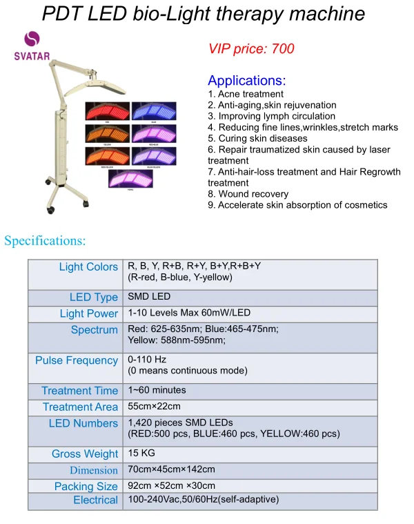 7 Colors Pdt Led Bio Light For Acne And Scar Removal Skin Tightening ...