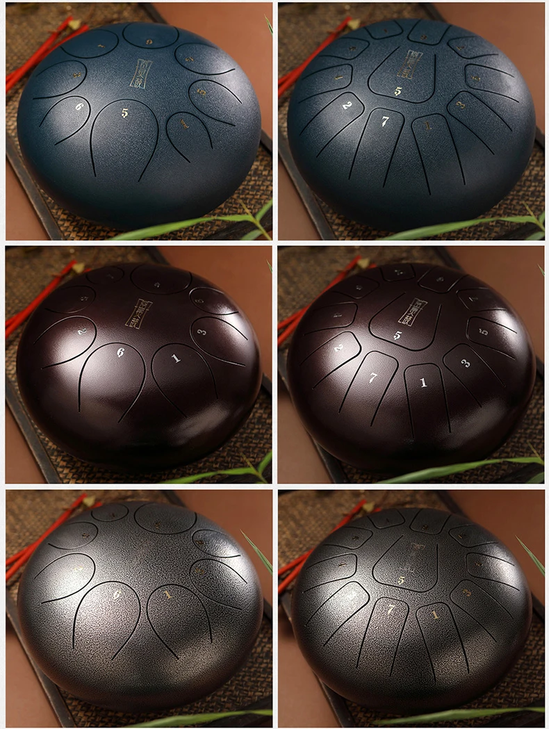 10 Inch Tongue Hand Pan Musical Instrument Blue Color Steel Tongue Drum ...