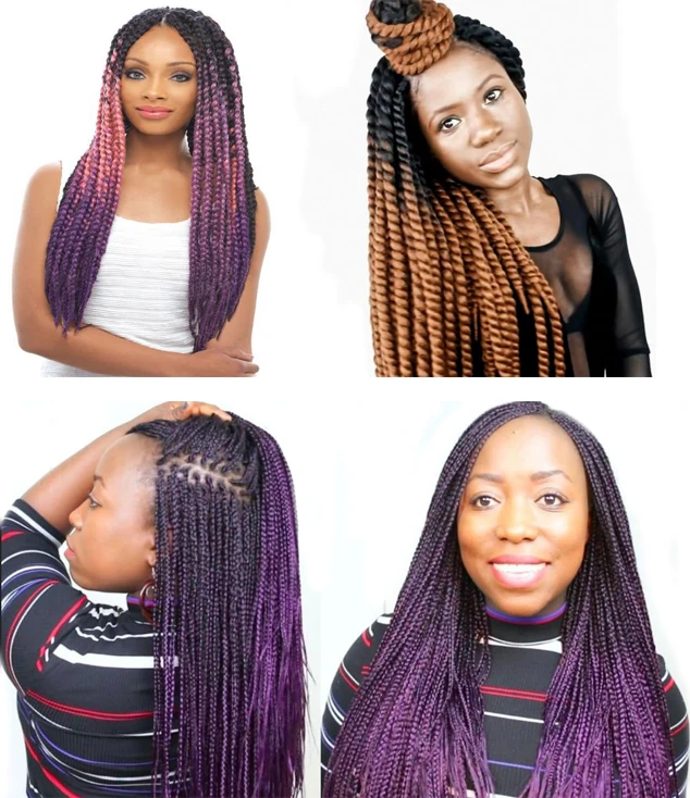 Ombre Color Synthetic Hair Super Jumbo Braids 24 Inch Synthetic Two ...