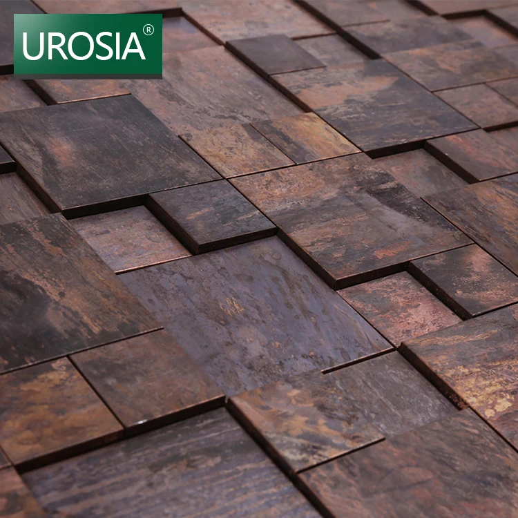 Luxury Rustic Bathroom Antique Rustic Mosaic Bronze Wall Tile Square 3d ...