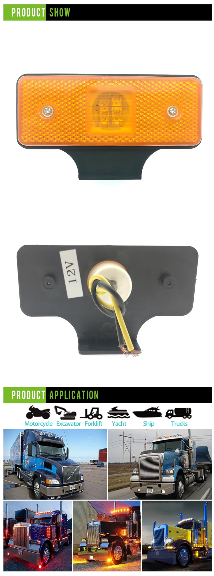 Truck Trailer Side Marker Lights Amber Red Lens Led Rear Bumper ...