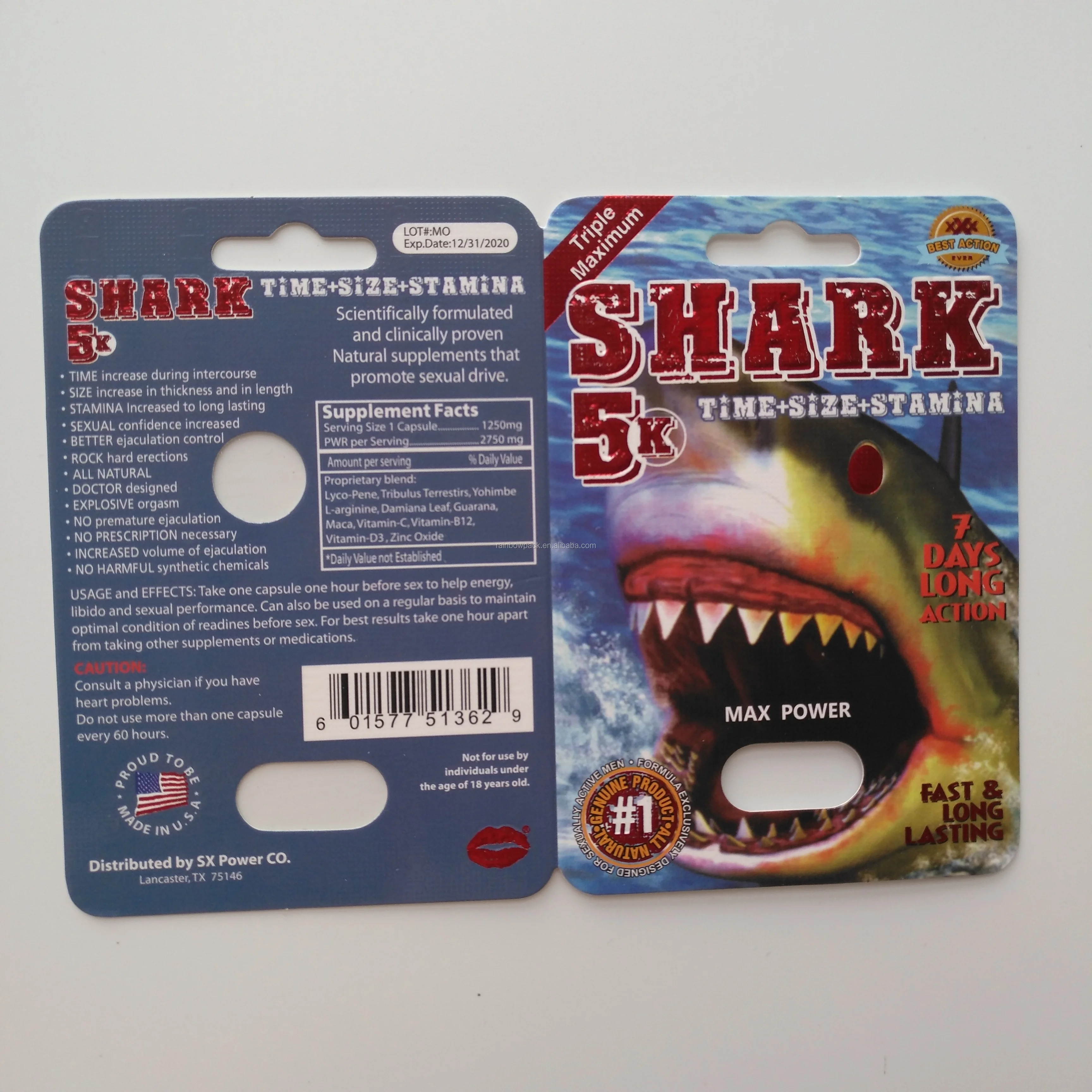 Rhino 777 Long Time Capsule Pill Blister Packs 3D Card