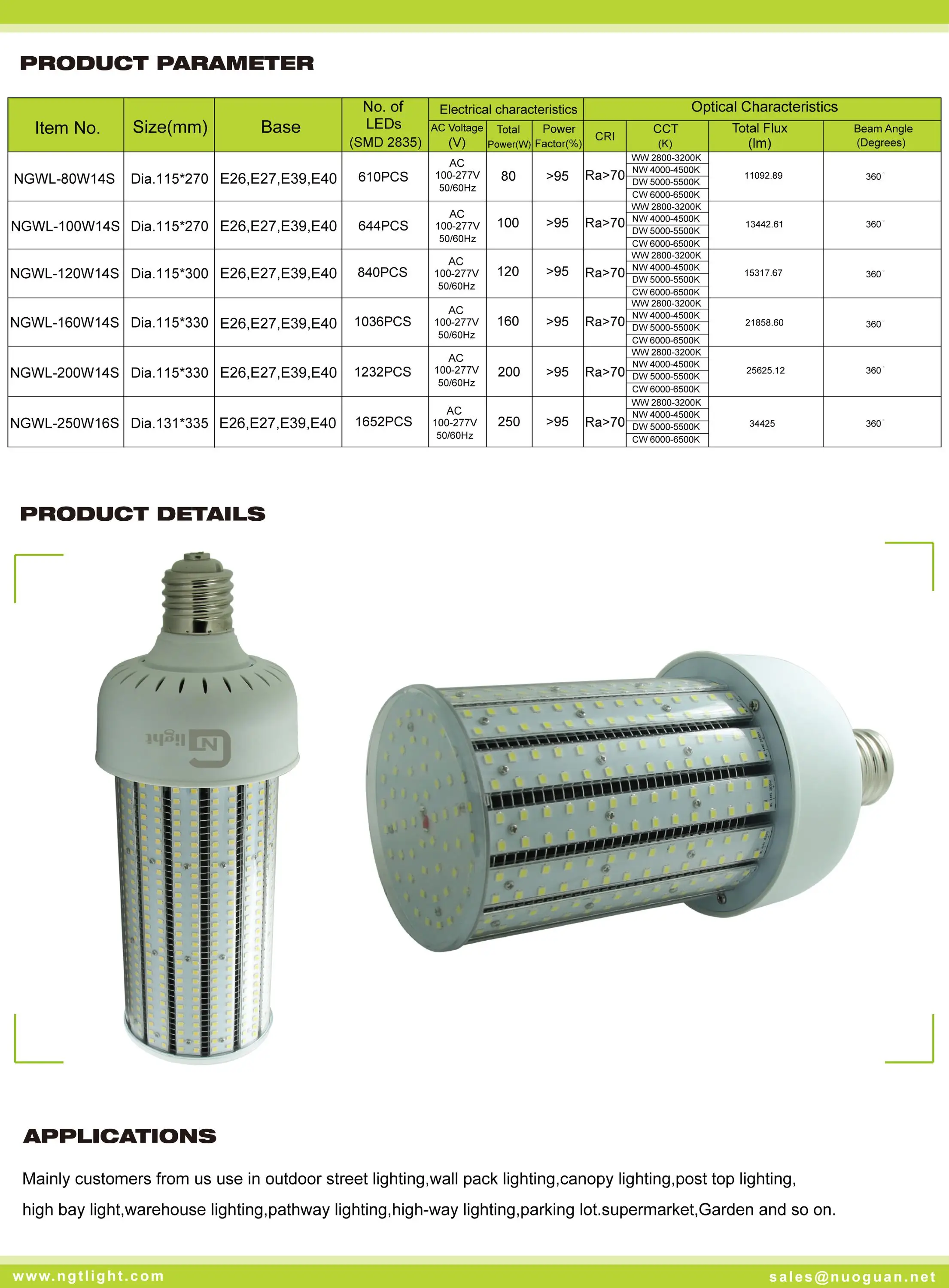 Dlc 80w Led Corn Cob Light Bulb Pc Cover Retrofit 175w Hps Railway ...