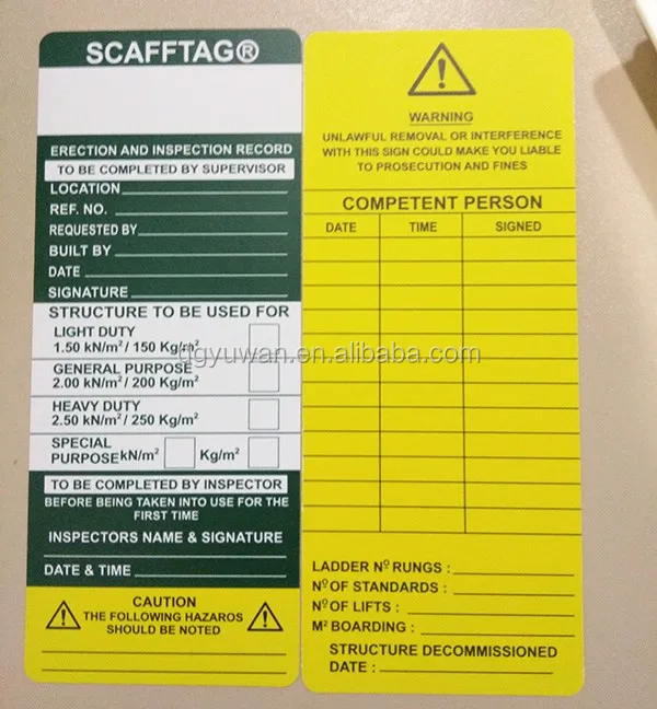 Scafftag Scaffold Tag Holder With Standard Inspection Inserts Pack ...
