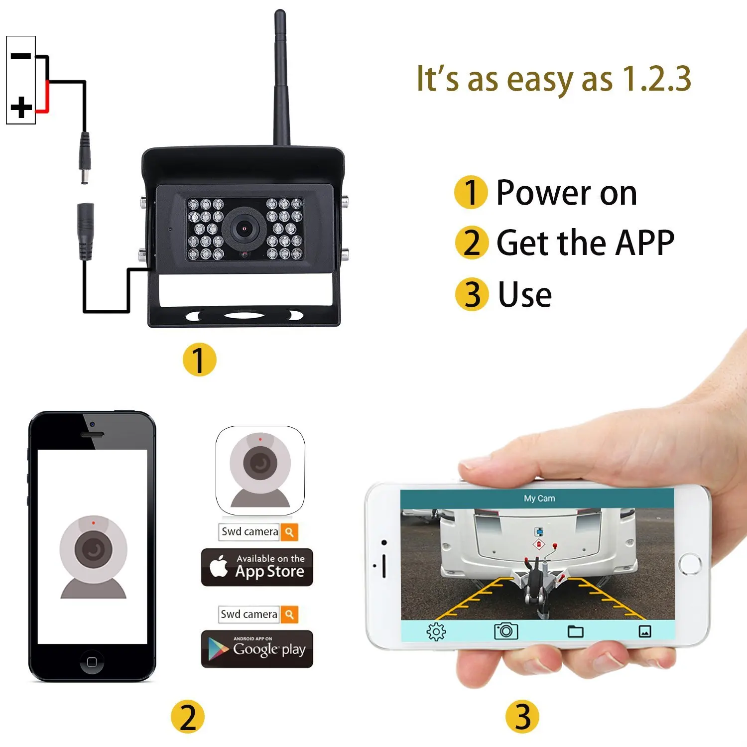 Podofo Wifi Car Rear View Camera 28led Ir Night Vision Waterproof ...