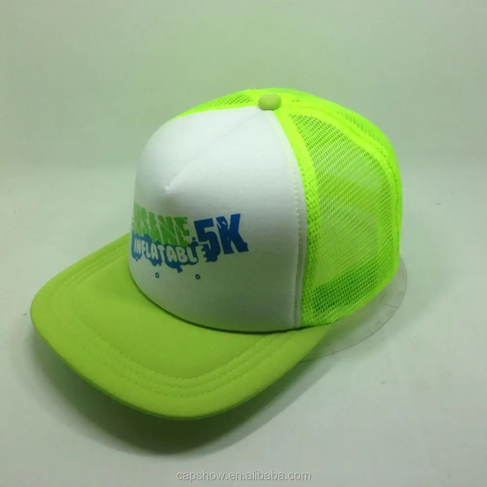 Fluorescent Green Mesh Hat Screen Printed Trucker Hat Snapback Cap ...