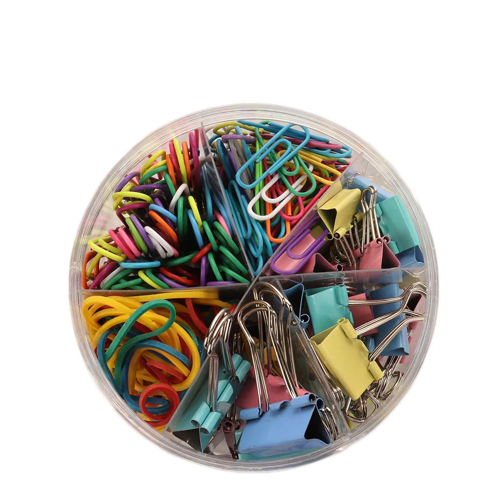 Colorful Mixed Paper Clips Rubber Band with Binder Clips