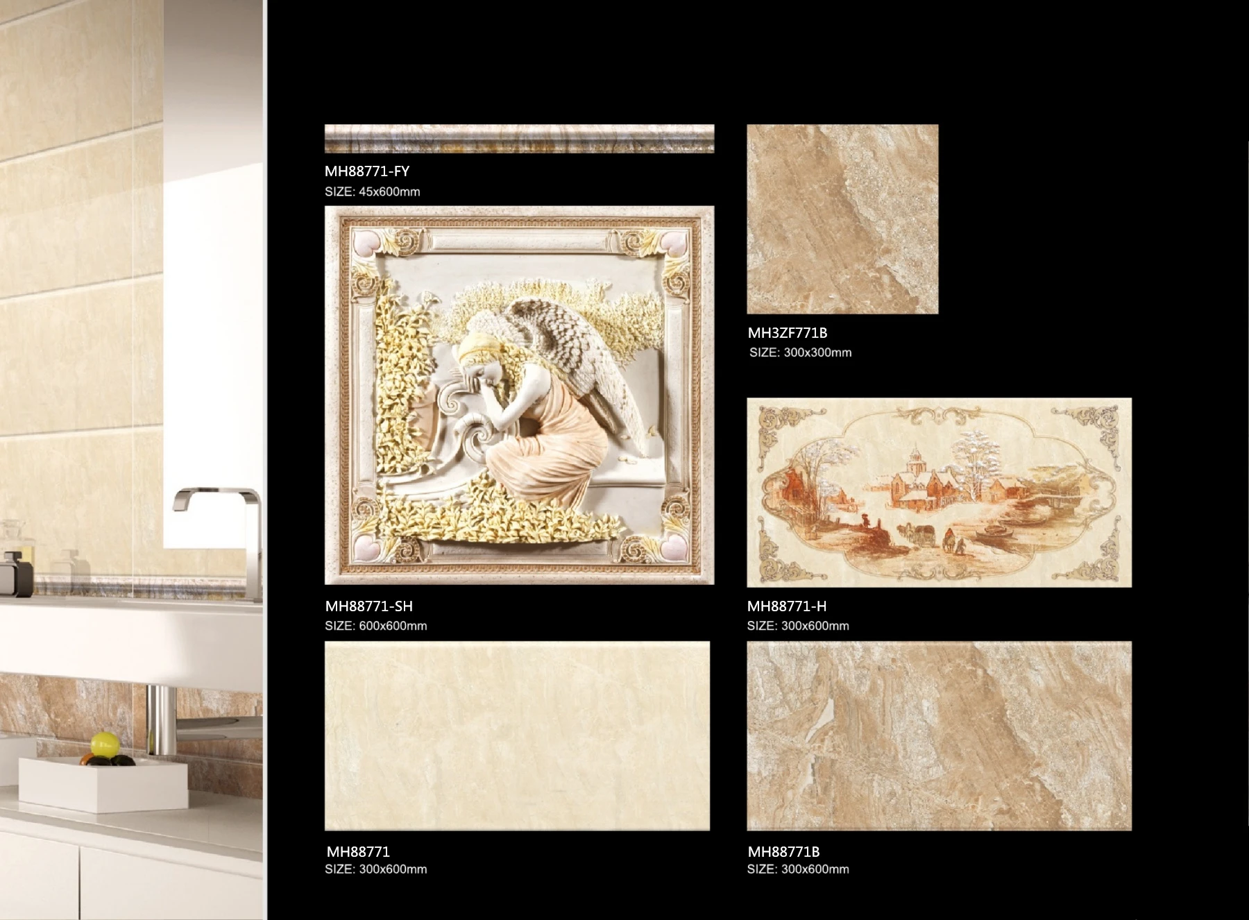 300x600 European Glazed Ceramic Tile Angel Pattern Kitchen Bathroom ...