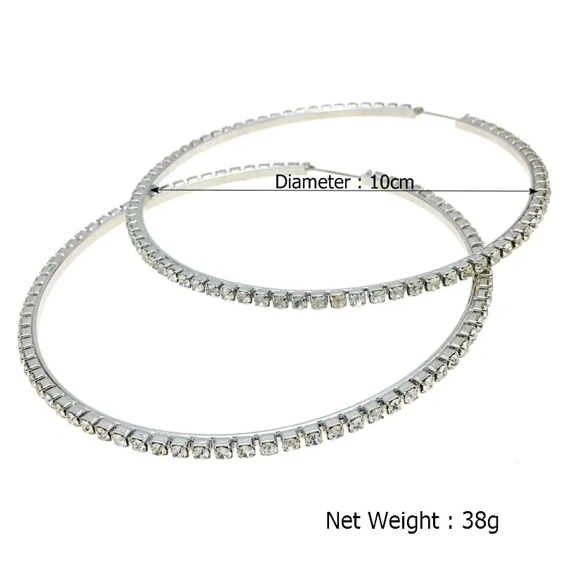 Luxury 100mm Diameter Big Diamond Hoop Earrings for Women