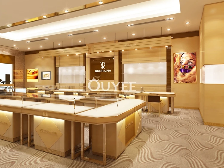 Gold Jewellery Shop Interior Design 3D Rendering