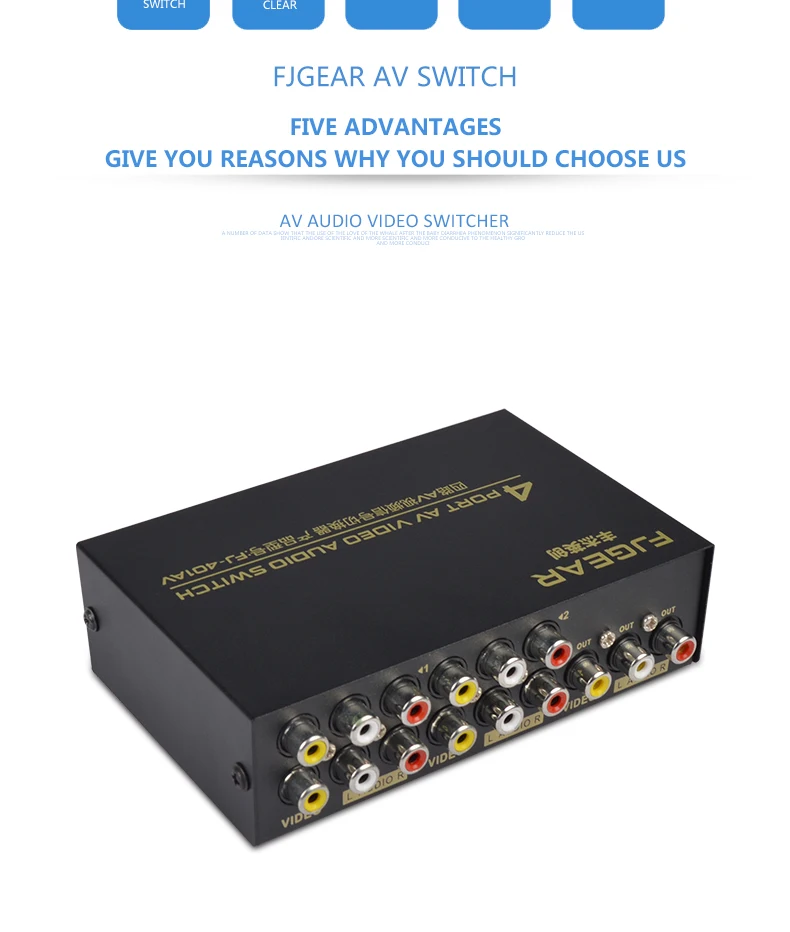 FJGEAR DVD 4 Input Switcher - Video Audio AV Switch 4 Port