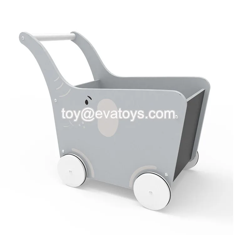 2018 New Original Design Gray Elephant Wooden Push Cart For Baby ...