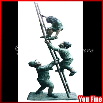 Boys Climbing Ladder Grapes Bronze Garden Statue - Buy Bronze Garden ...