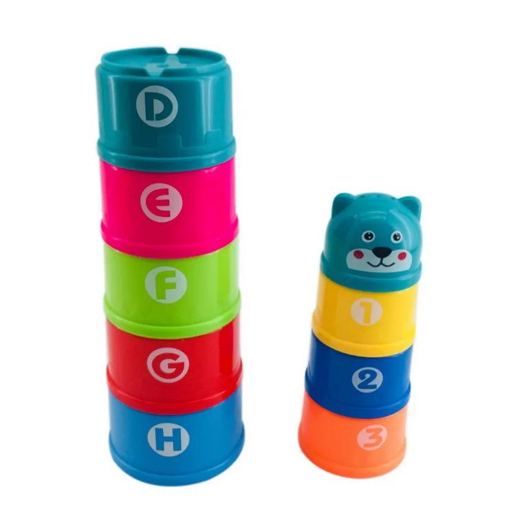 Educational Bright Color Cartoon Styles Plastic Bath Game Baby Stacking ...