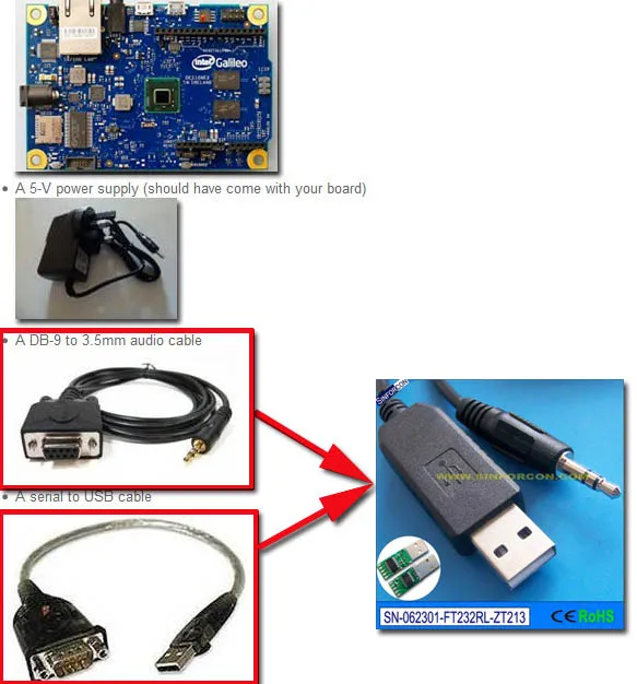 Db9 Rs232 Serial to 3.5mm Audio Jack Cable for Galileo Gen1 Board ...