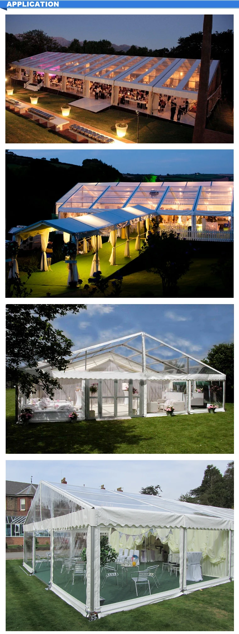 Permanent Wedding Coloured Insulated Marquee Outdoor Clear Roof Wedding ...