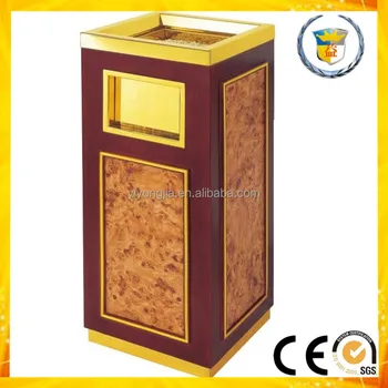 Leather Covered Wooden Decorative Commercial Hotel Lobby Garbage Trash ...