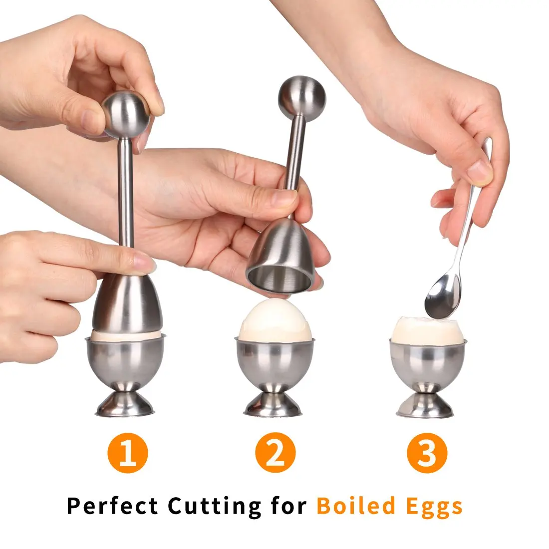 Egg Cutter Topper Set Egg Cracker For Hard & Soft Boiled Eggs Include 2 ...