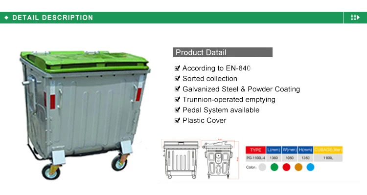 1100L Euro Garbage Container - Durable & Sustainable Waste Bin