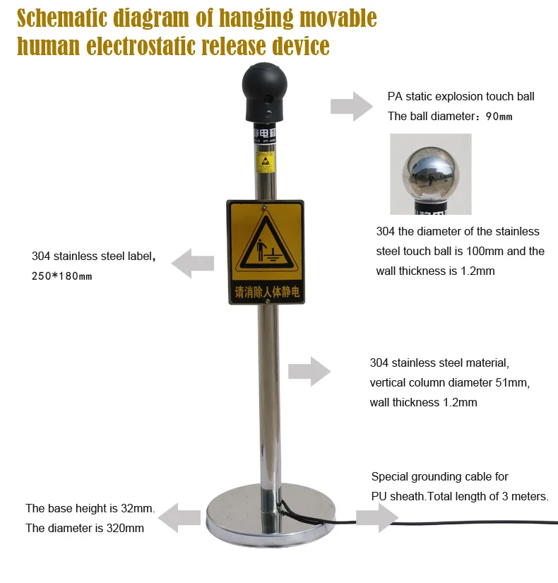 Antistatic Equipment Mobile Human Electrostatic Release - Buy ...