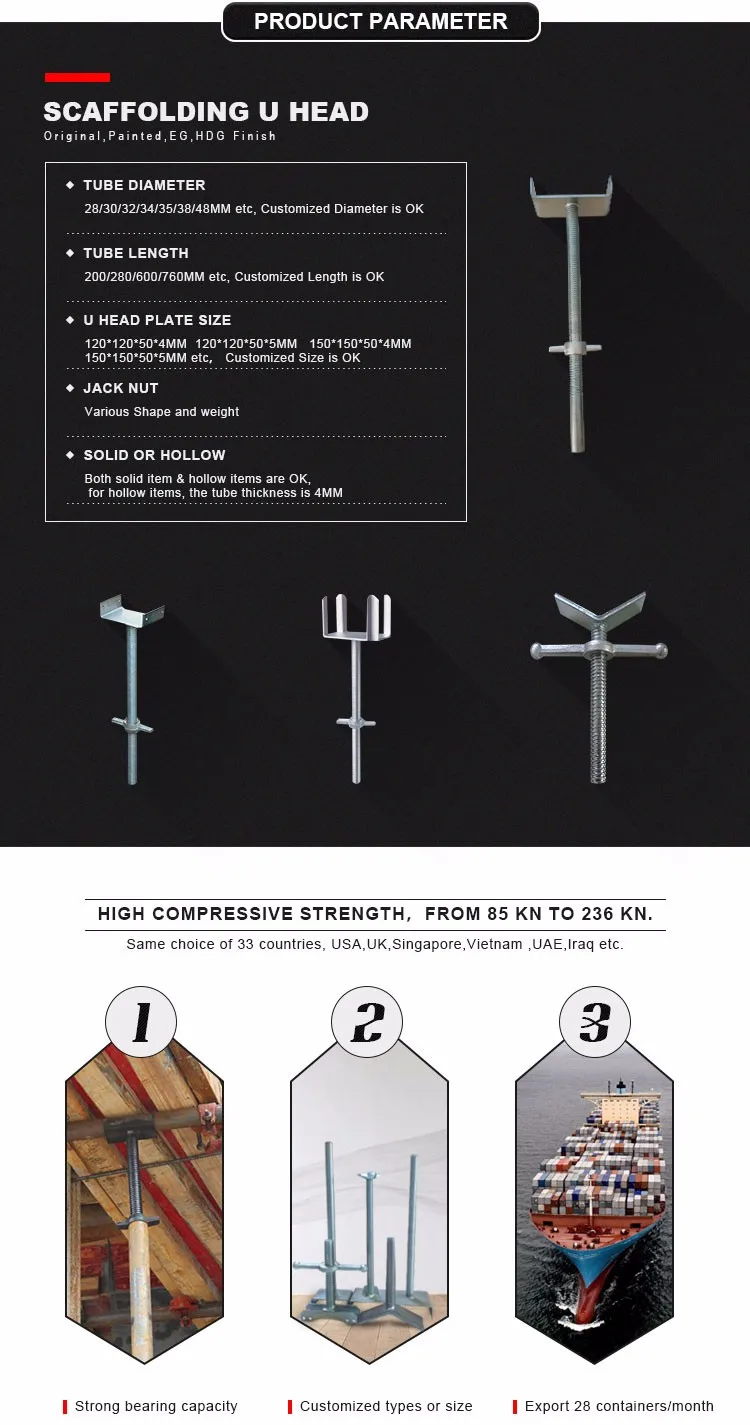 Construction Jacks - U-Head Jack for Scaffolding