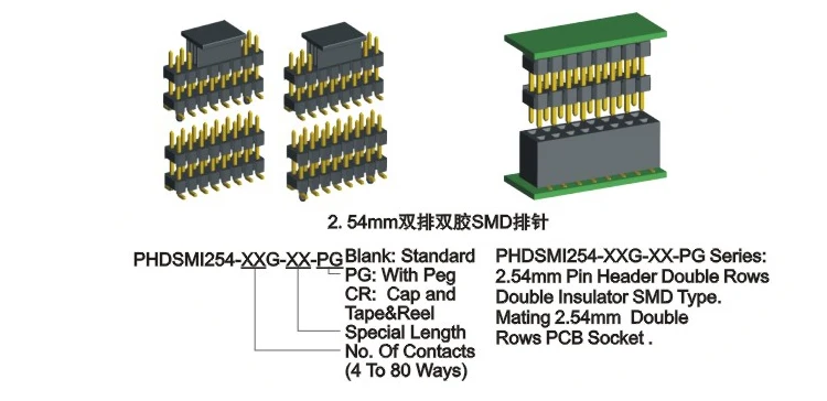 2 Rows Straight Type 2.54mm Connector Pin Header 42 44 46 48 50 52 54 ...